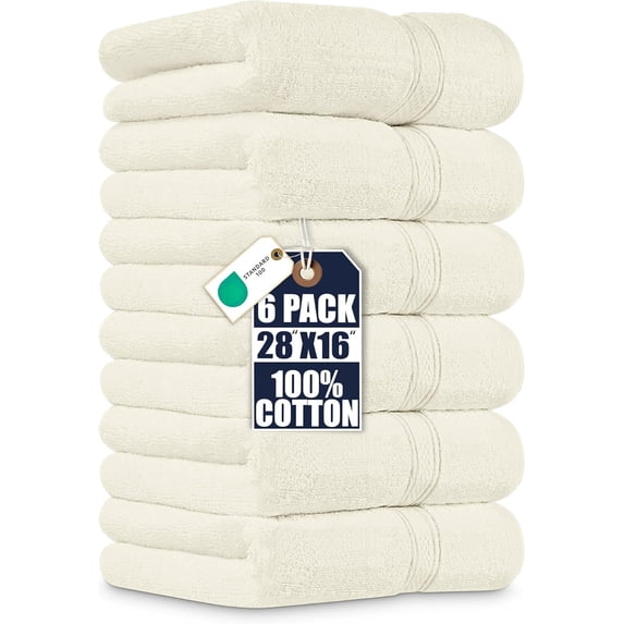 6 packs of premium hand towel set, 16 by 28 inches, 100% ring spun ...