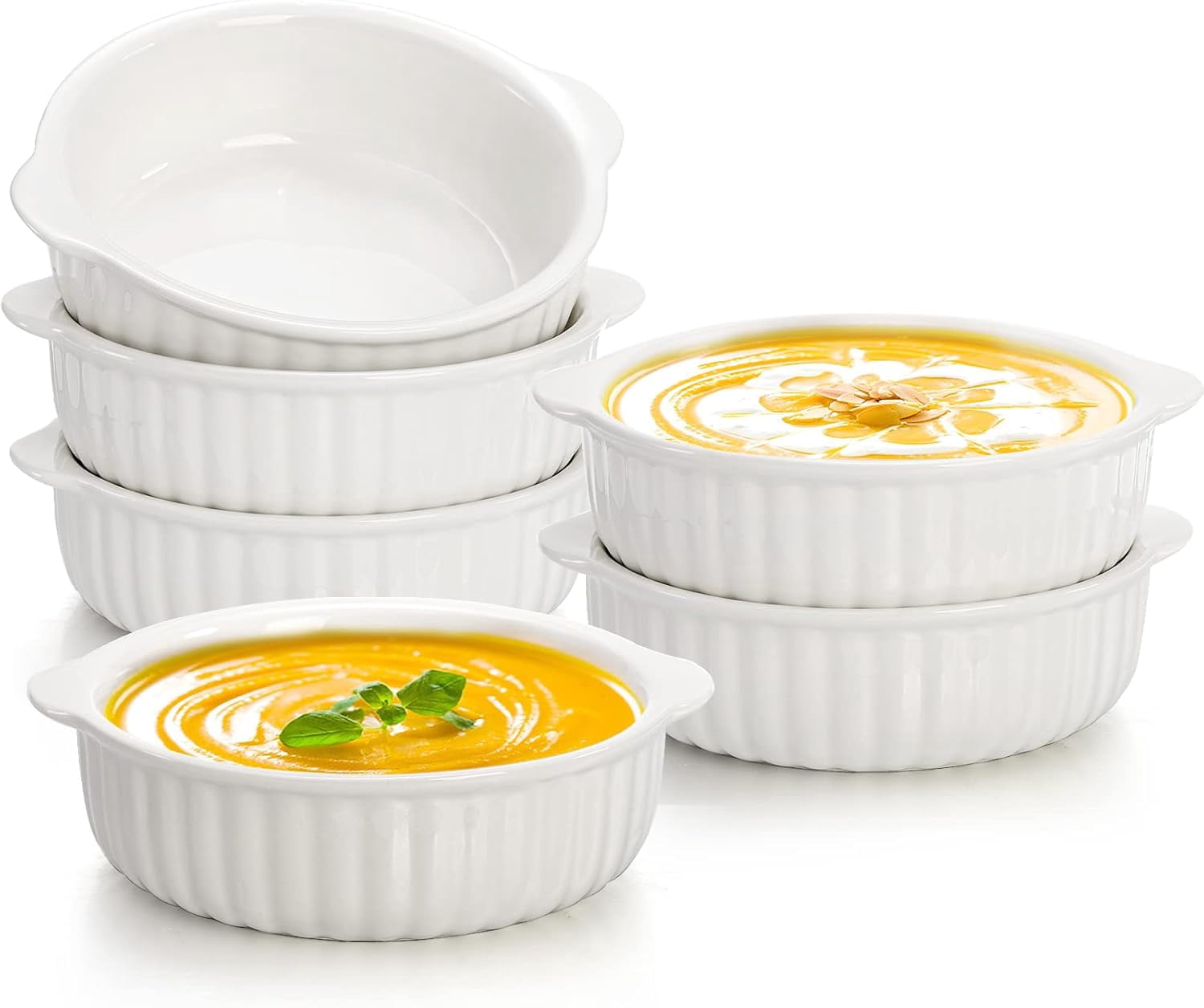 6 packs with handles 14 oz ceramic baking bowl for ramen, meat stew ...
