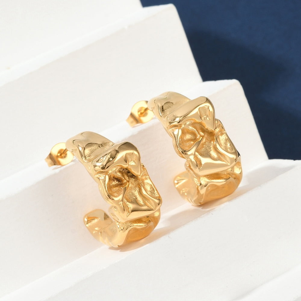 6 pair Ion Plating(IP) 304 Stainless Steel Twist Stud Earrings Real 18K ...