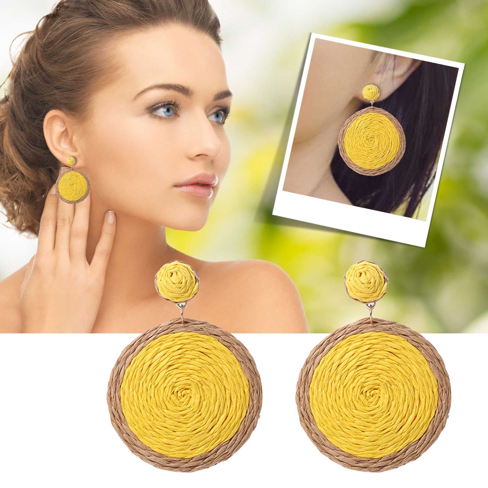 6 pairs* Earring Charms Rattan Earrings Rattan Ball Ring Pendant Earrings Women'S Handmade ...