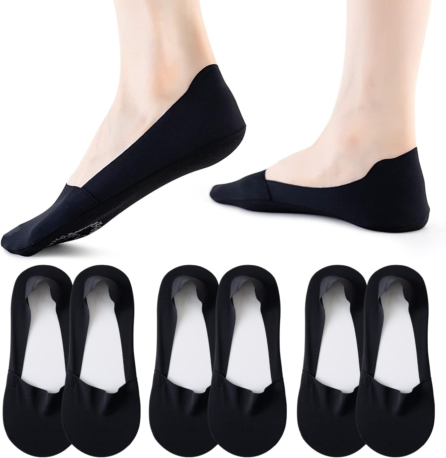 6 pairs Women No Show Socks Ultra Low Cut Liner Socks Ice Feeling socks ...