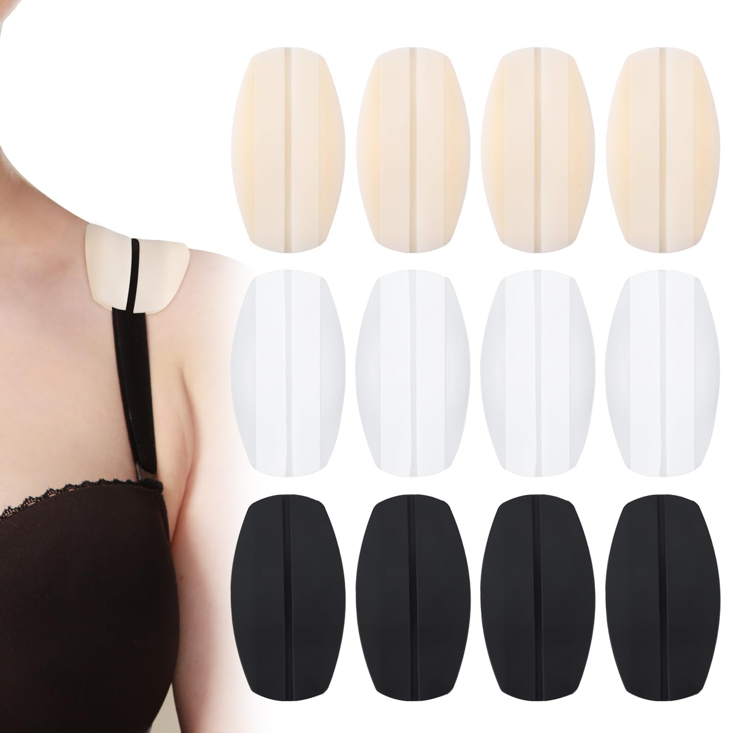 6 pairs of bras with pads, 3-color silicone bra with pad fabric, anti ...