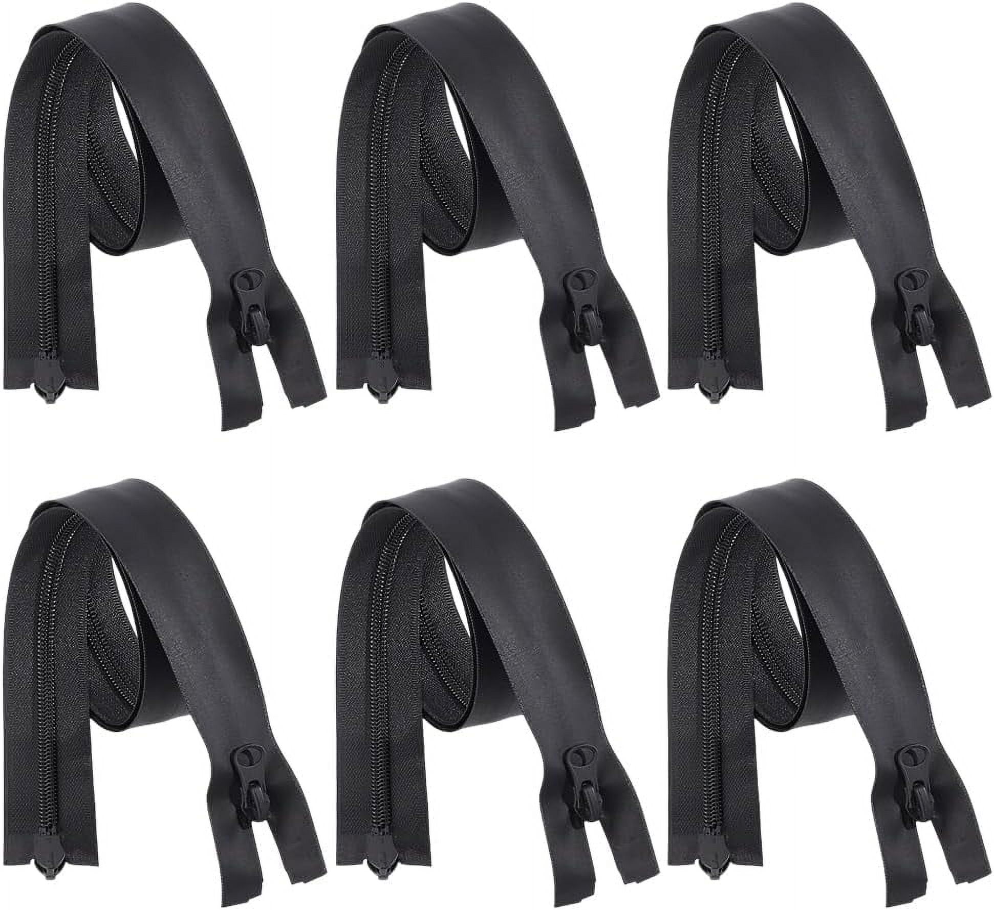6 pc 6 Pcs Waterproof Zippers 32.7 Inch #5 Black Two Way Separating Double Slider Zippers with ...