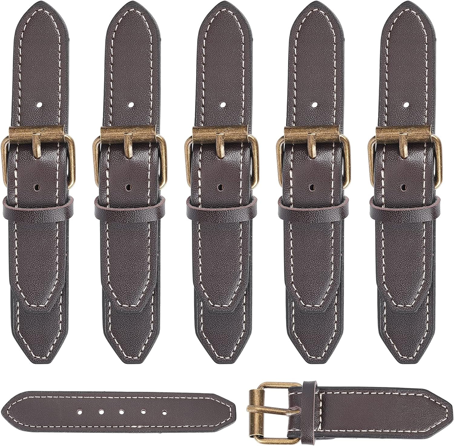 6 pc 6 sets Leather Sew-On Toggles Closures Black PU Leather Snap ...