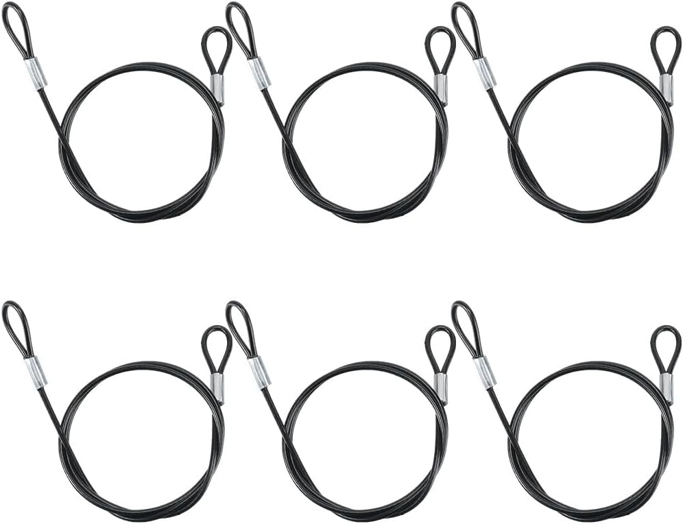 6 pc 6Pcs 19.7 Inch Stainless Steel Safety Cable Lock Black Metal ...
