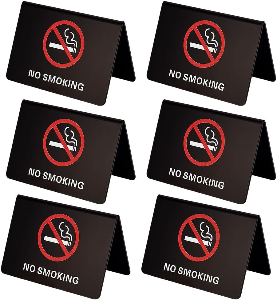 6 pc Acrylic No Smoking Public Signs Tabletop Tent Sign Black 63x103 ...