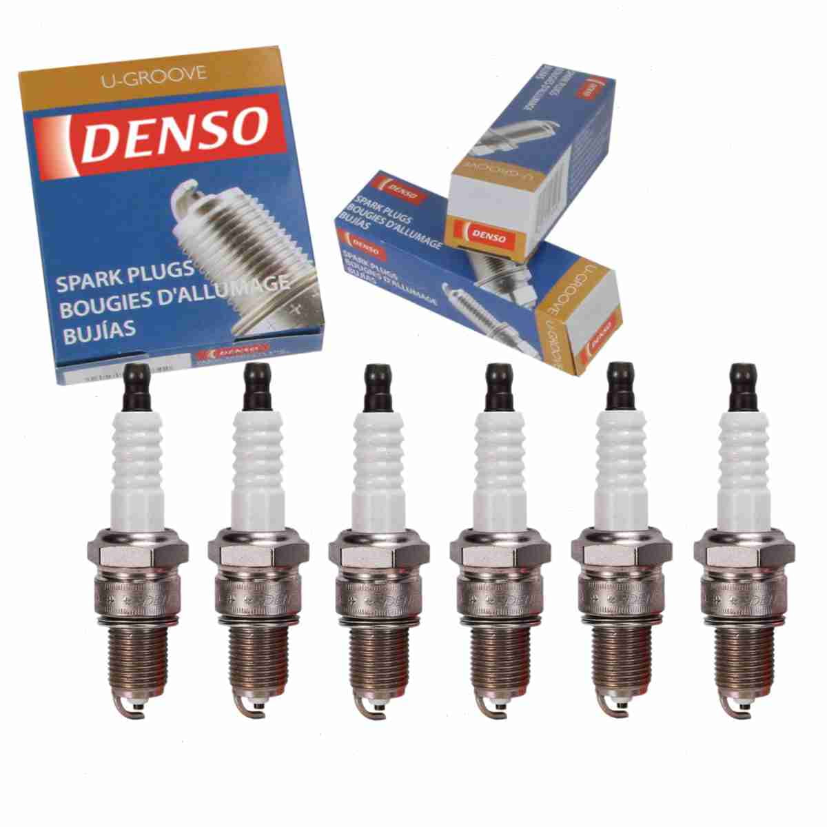 6 pc DENSO 3062 Standard U-Groove Spark Plugs for W20EX-U Ignition Wire ...