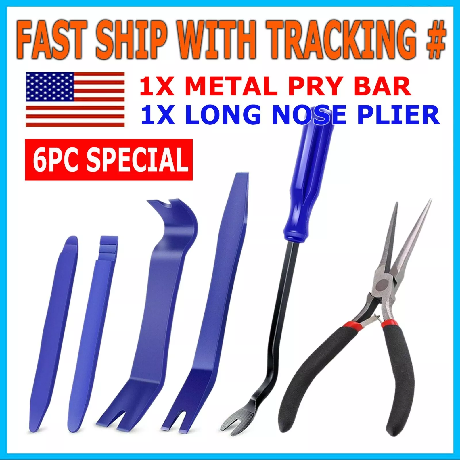 6 pc Long Nose Plier Set Long Reach Circle Bent Needle Nose Diagonal ...