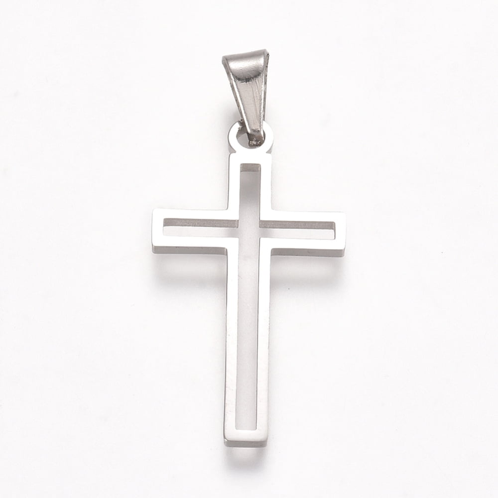 6 pc Non-Tarnish 304 Stainless Steel Pendants Cross Hollow for Craft ...