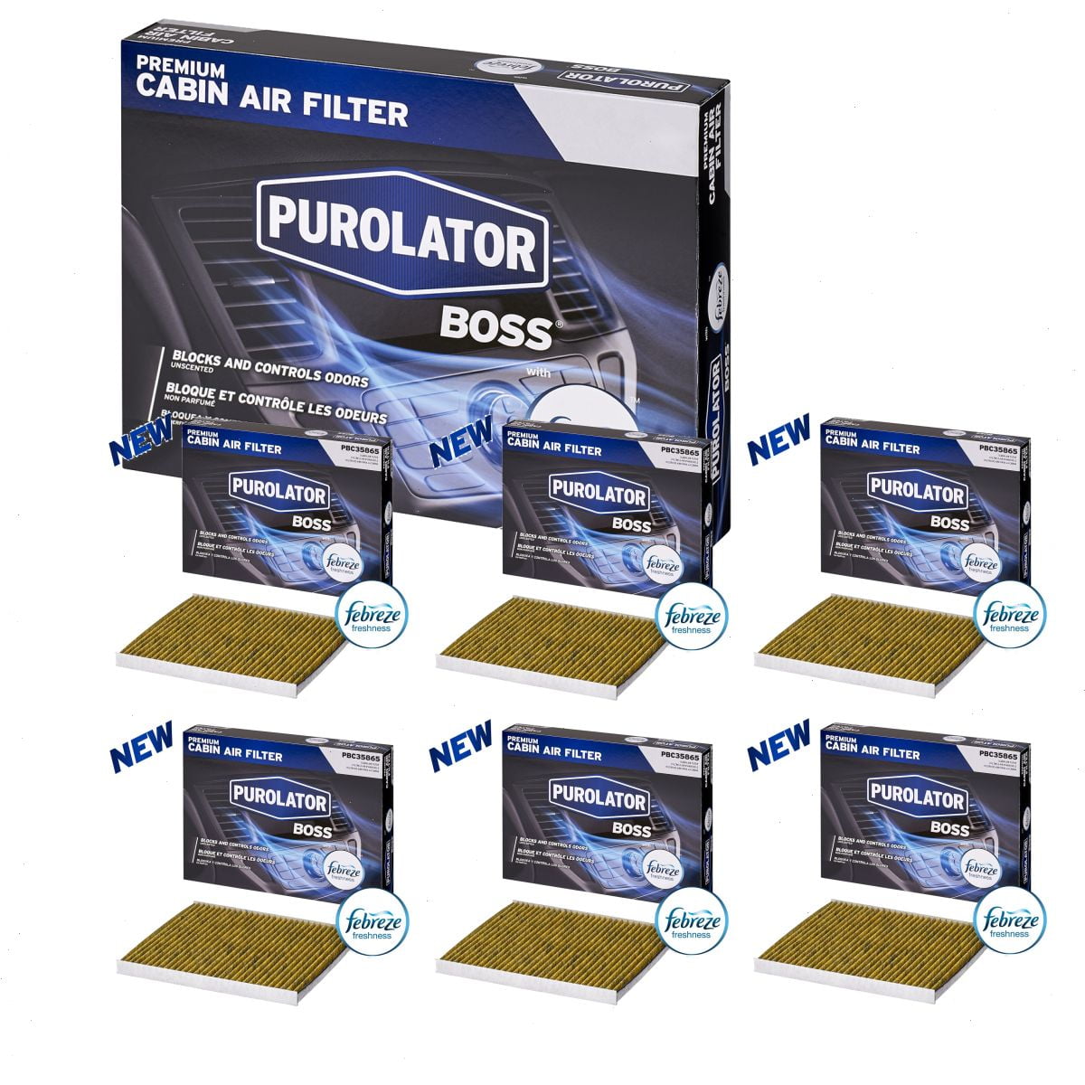 6 pc Purolator BOSS PBC35865 Cabin Air Filters for HVAC Heating ...
