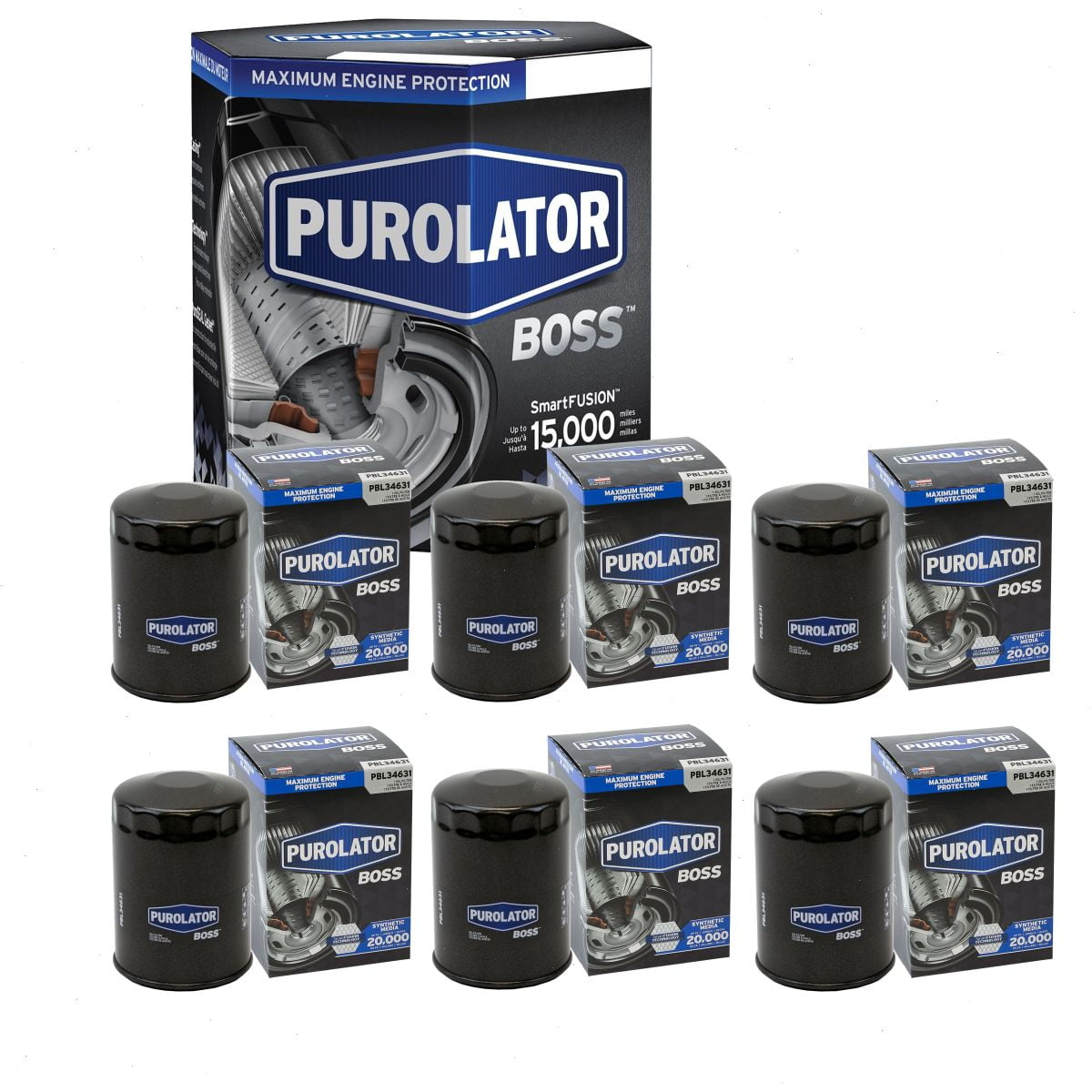 6 pc Purolator BOSS PBL34631 Engine Oil Filters for Oil Change ...
