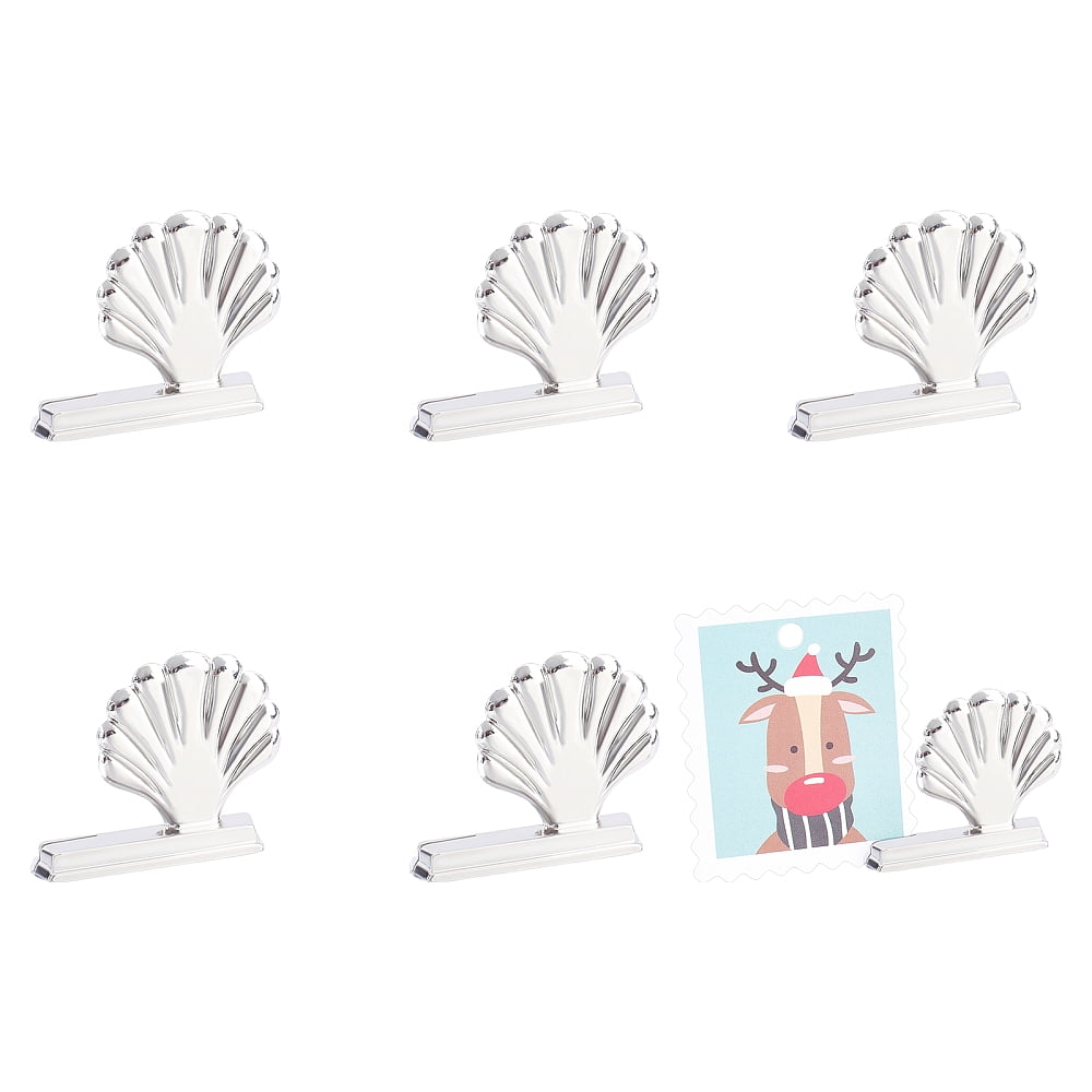 6 pc Shell Shaped Alloy Memo Clip Message Note Photo Stand Holder for ...