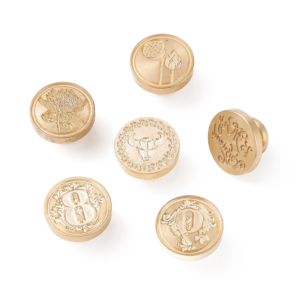 6 pc Wax Seal Brass Stamp Head for Wax Seal Stamp Golden 180~440x200 ...