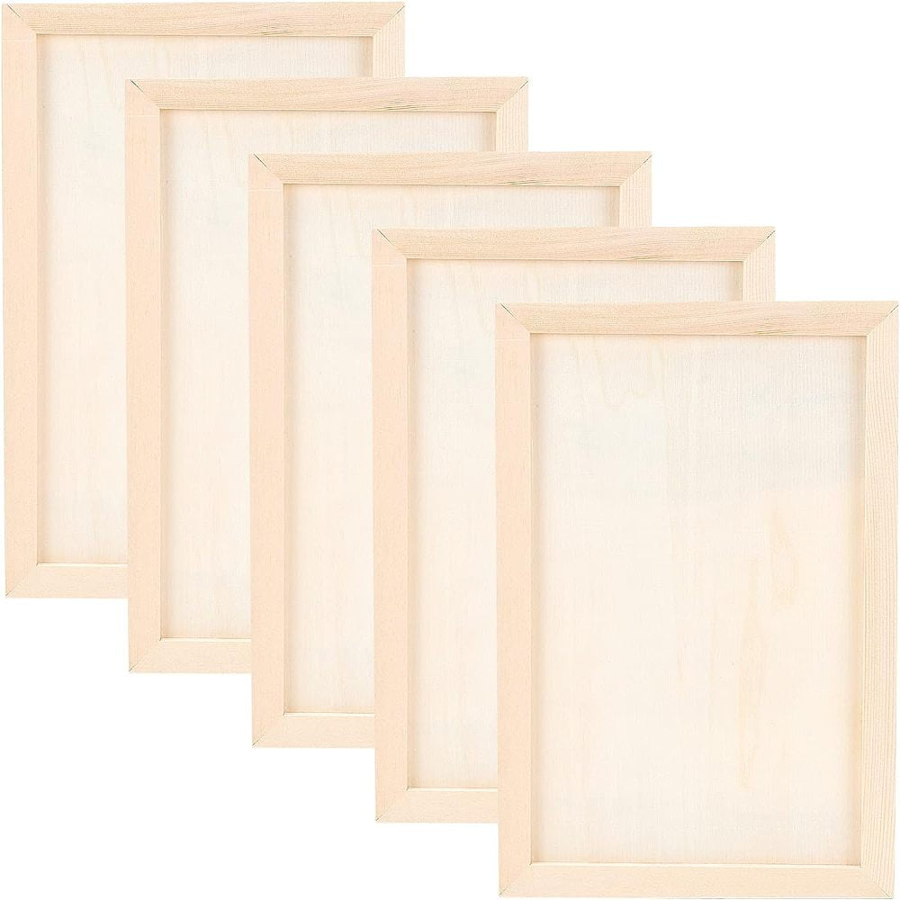 6 pc Wood Painting Canvas Panels Blank Drawing Boards for Oil Acrylic ...