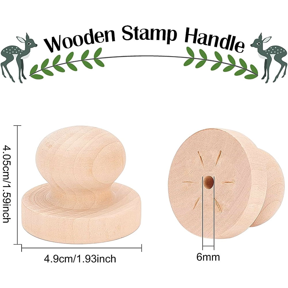 6 pc Wooden Stamp Handle Column BurlyWood 49x40.5mm Hole: 6mm - Walmart.com