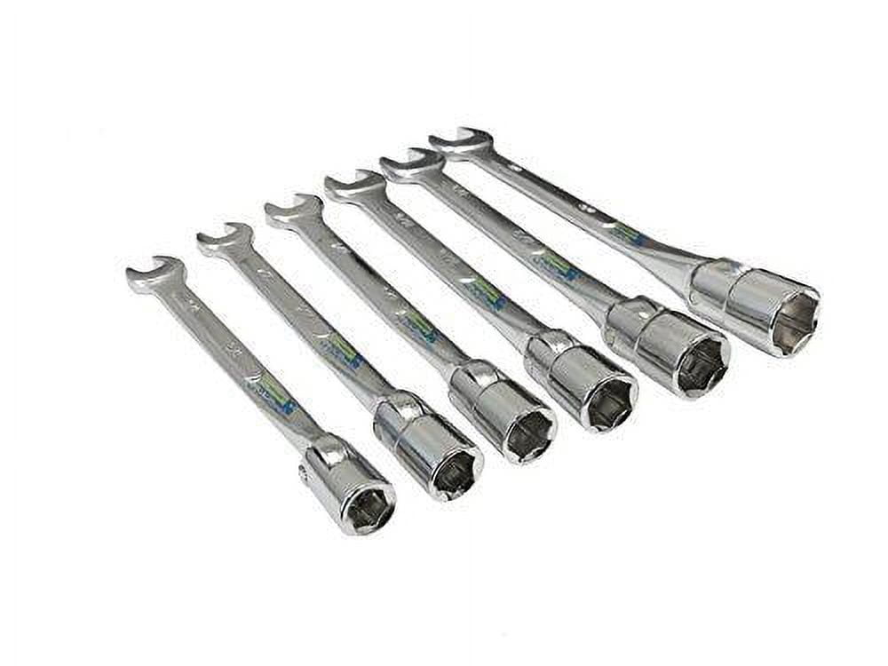 6 pc flex socket 6 point flexible head and open end sae wrench set ...