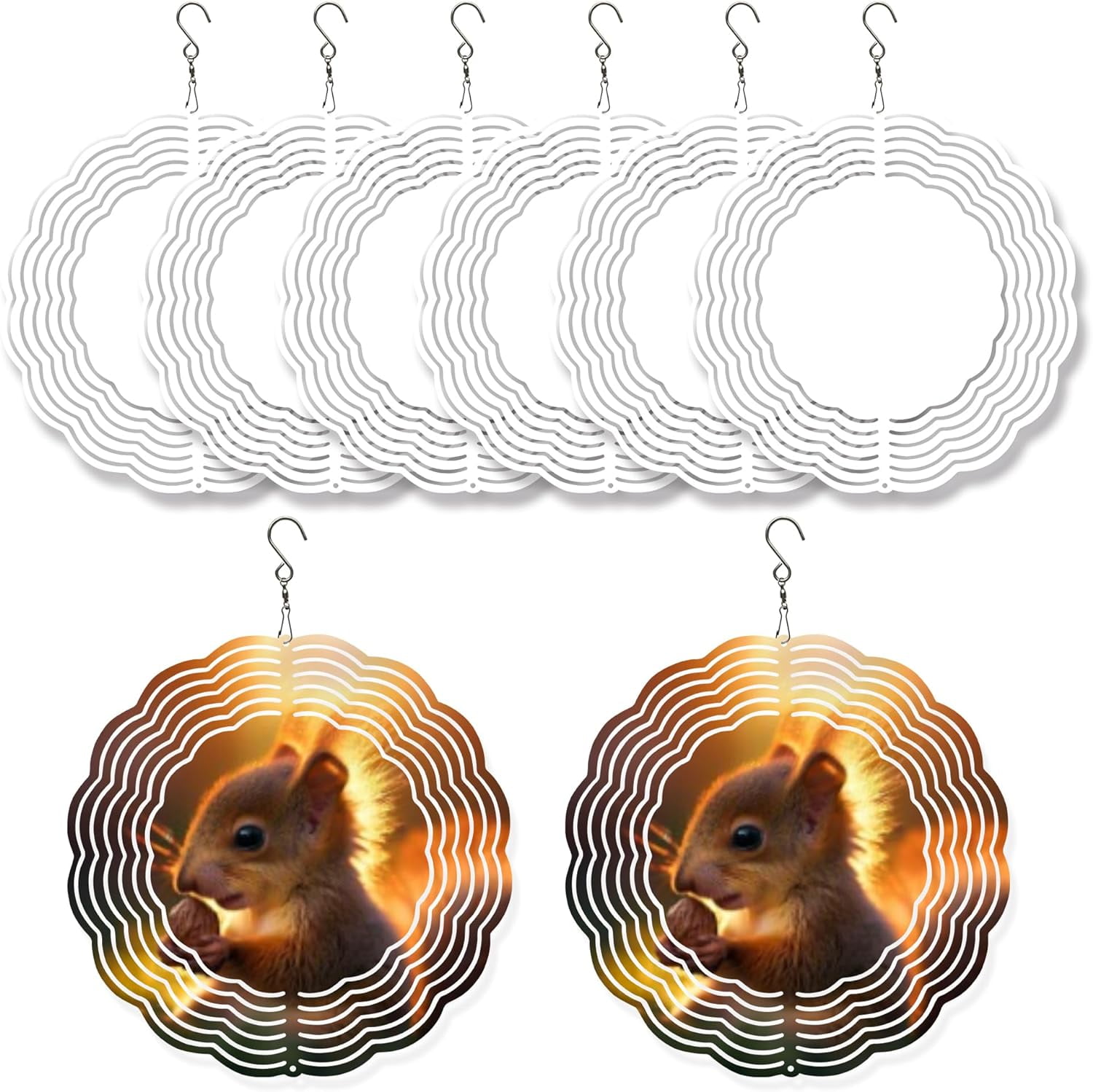 6pcs 10 inch Aluminum 3D Sublimation Wind Spinner Double Sided Circle ...