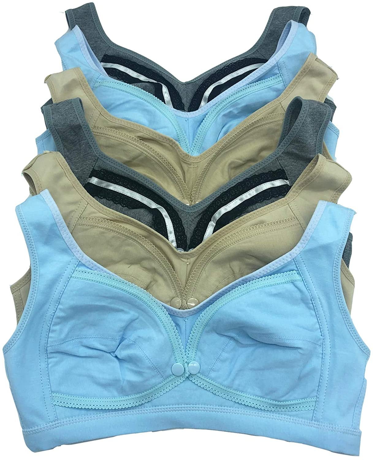 6 pcs 4-Hooks Breastfeeding Maternity Cotton Nursing Bras 34B 36b 38b ...