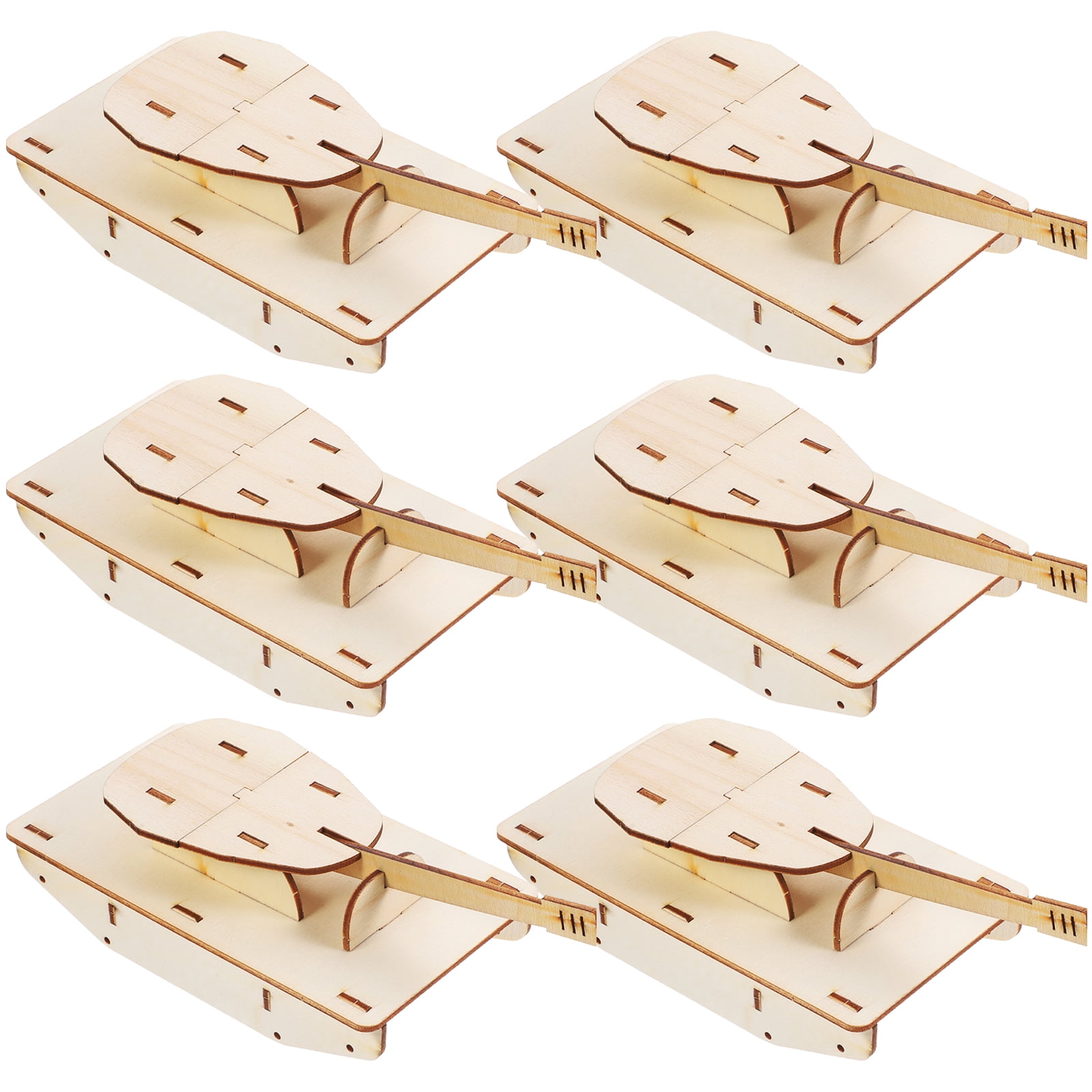 6 pcs Blank Wooden Tank Model Unpainted Tank Model DIY Tank Model ...