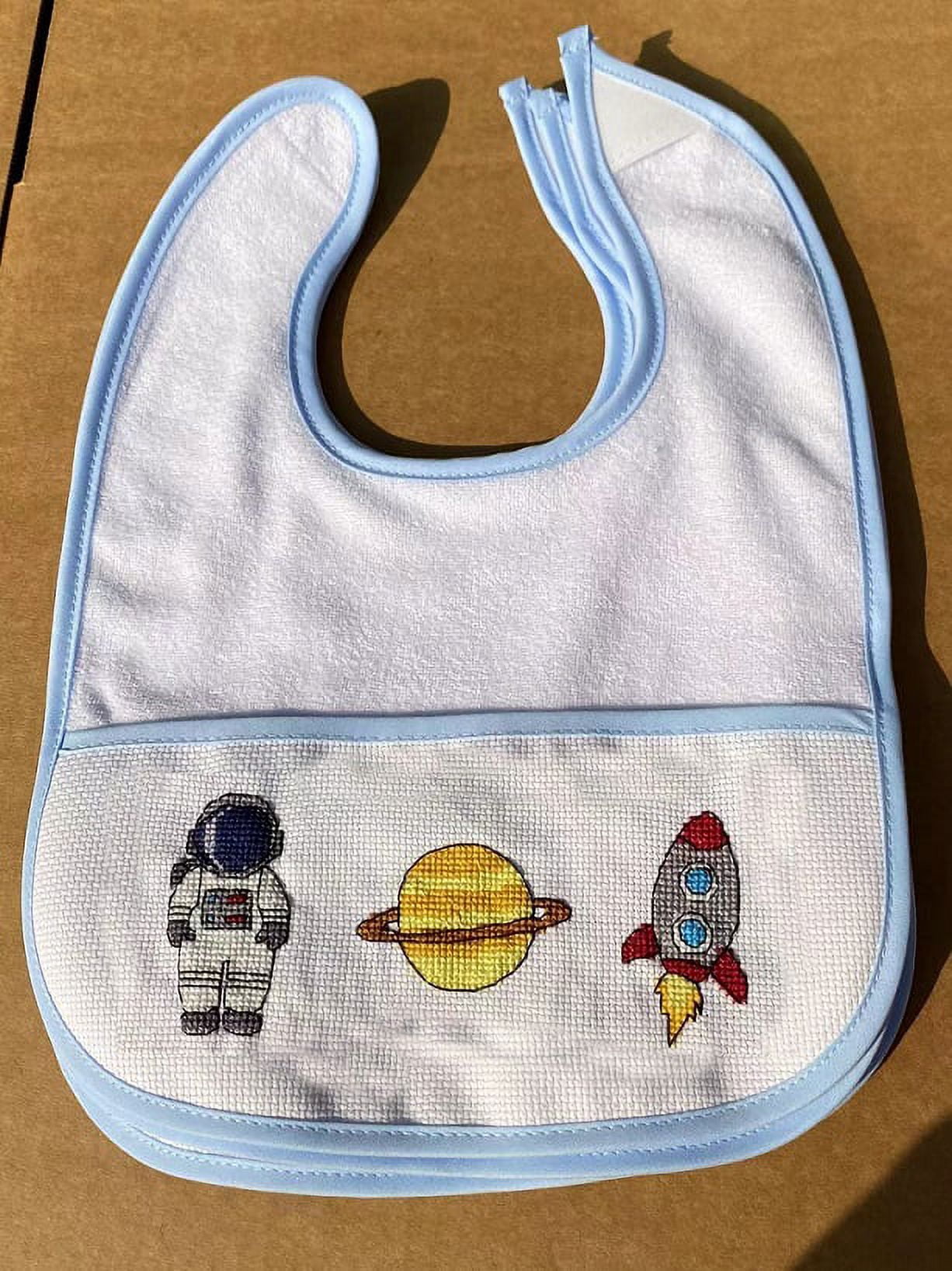 6 pcs Blue Series Cotton Boy Baby Bib Embroidery Kits, 16ct Aida Cloth ...