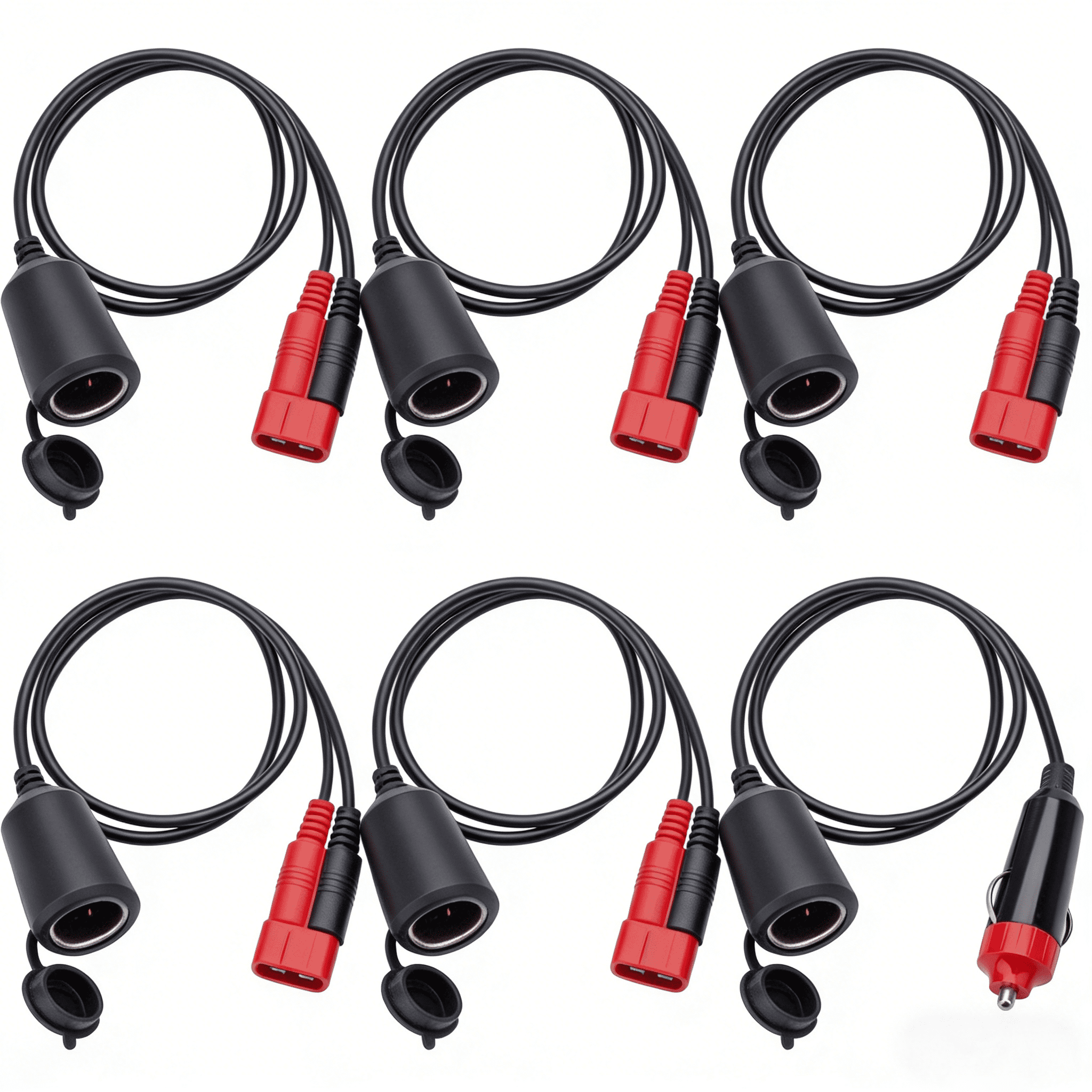6 pcs Car cigarette lighter socket extension cord, large power socket ...