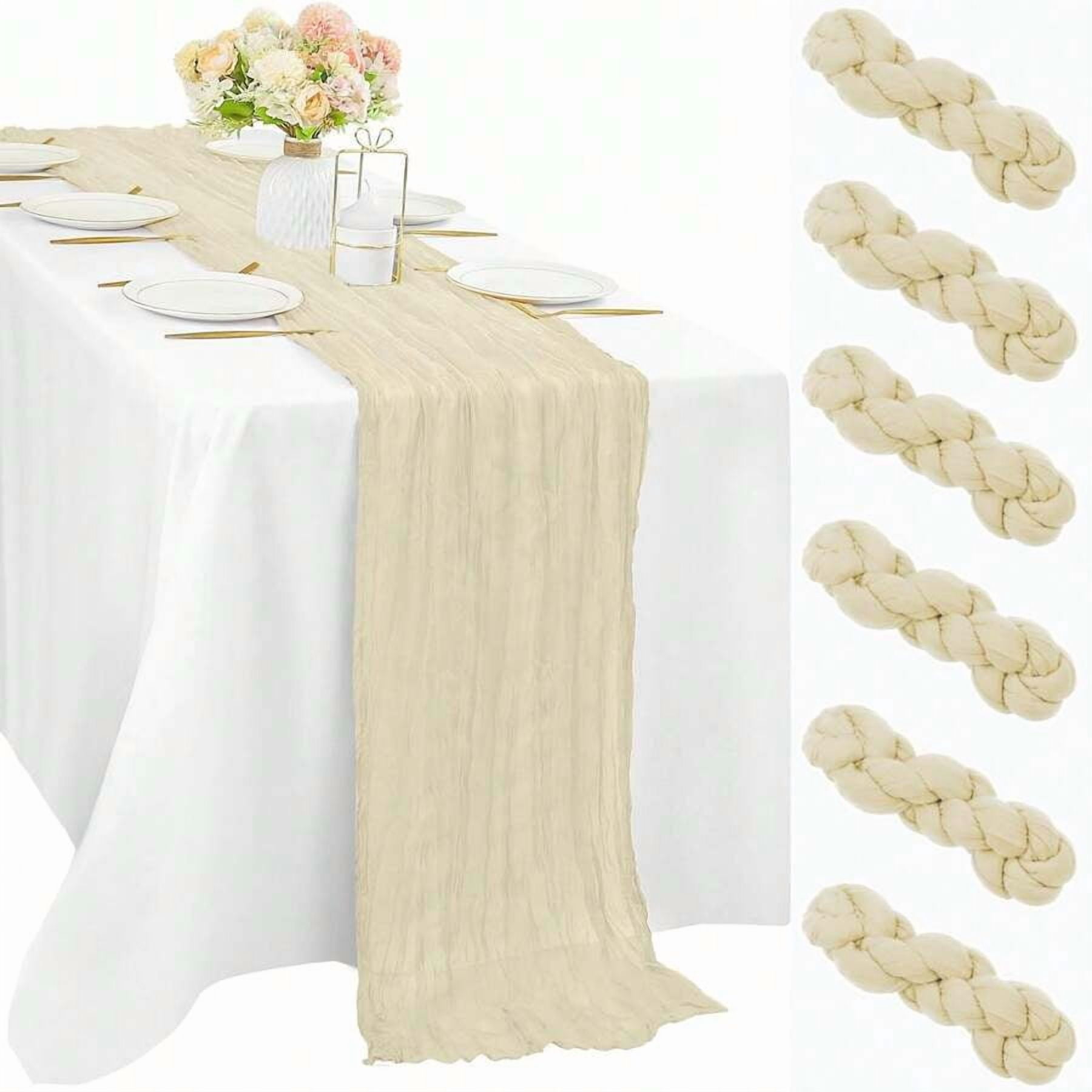 6 pcs Cream Cheese Cloth Tablecloths, Bohemian Gauze Tablecloth, Sheer ...