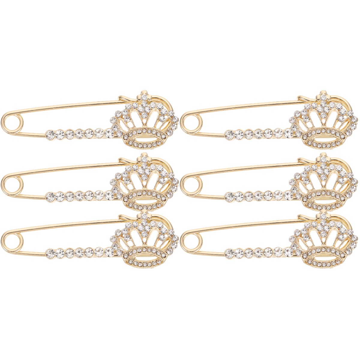 6 pcs Crown Pin Rhinestone Brooch Pin Safety Pin Cardigan Shawl Pin for ...