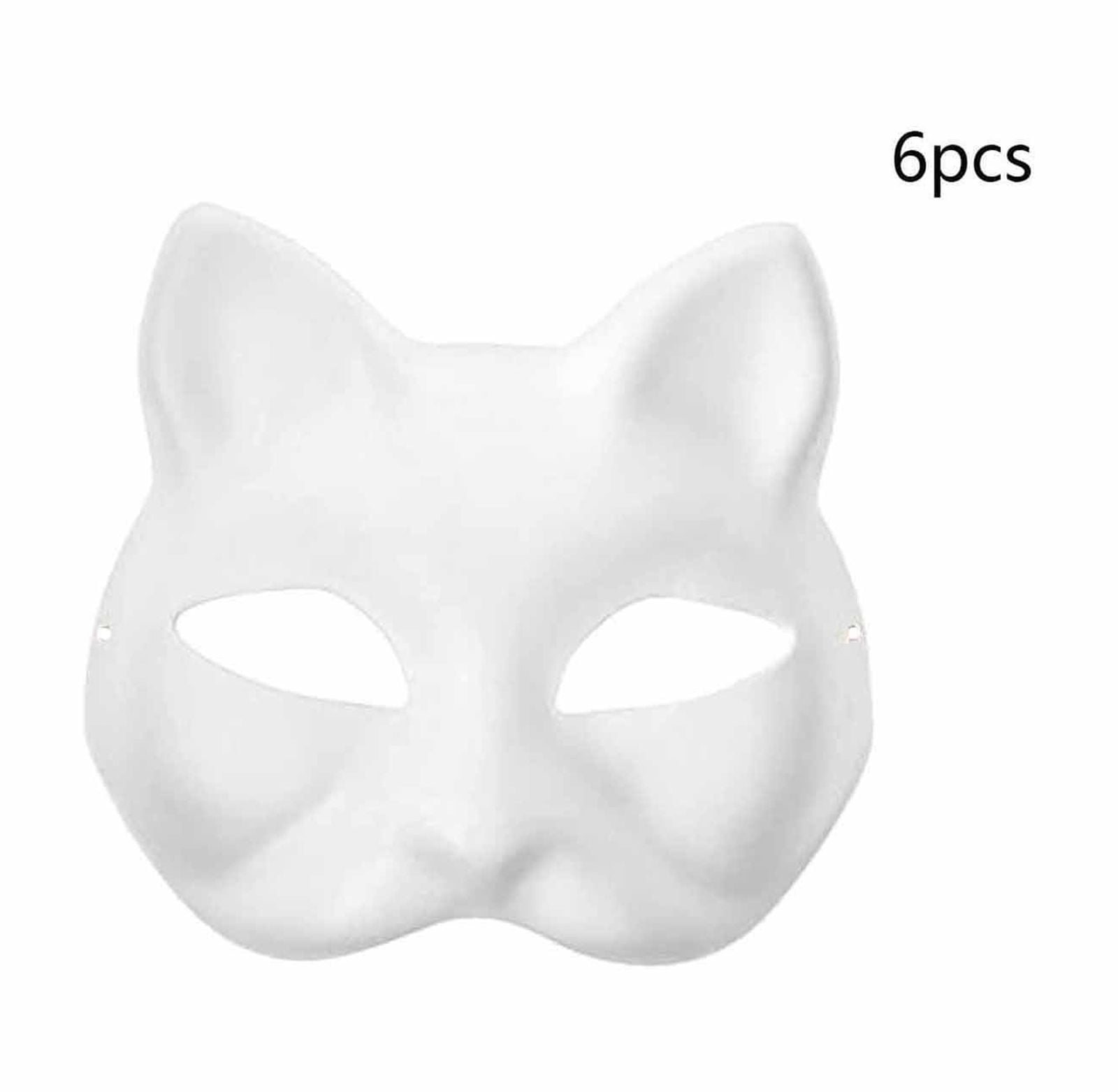 6-pcs DIY Unpainted Masquerade Mask Kit - Blank White Kabuki Cosplay ...