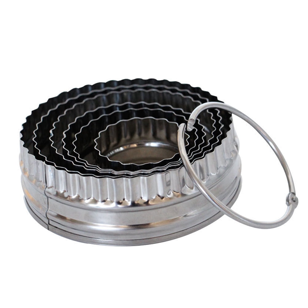6 pcs Fluted Round Cookie Cutter Set Stainless Steel Round Biscuit ...