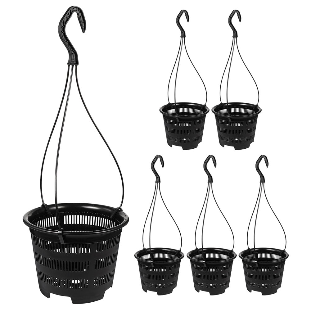6 pcs Hanging Plastic Planter Pot with Hook, 6.2in Outdoor Indoor Plant ...