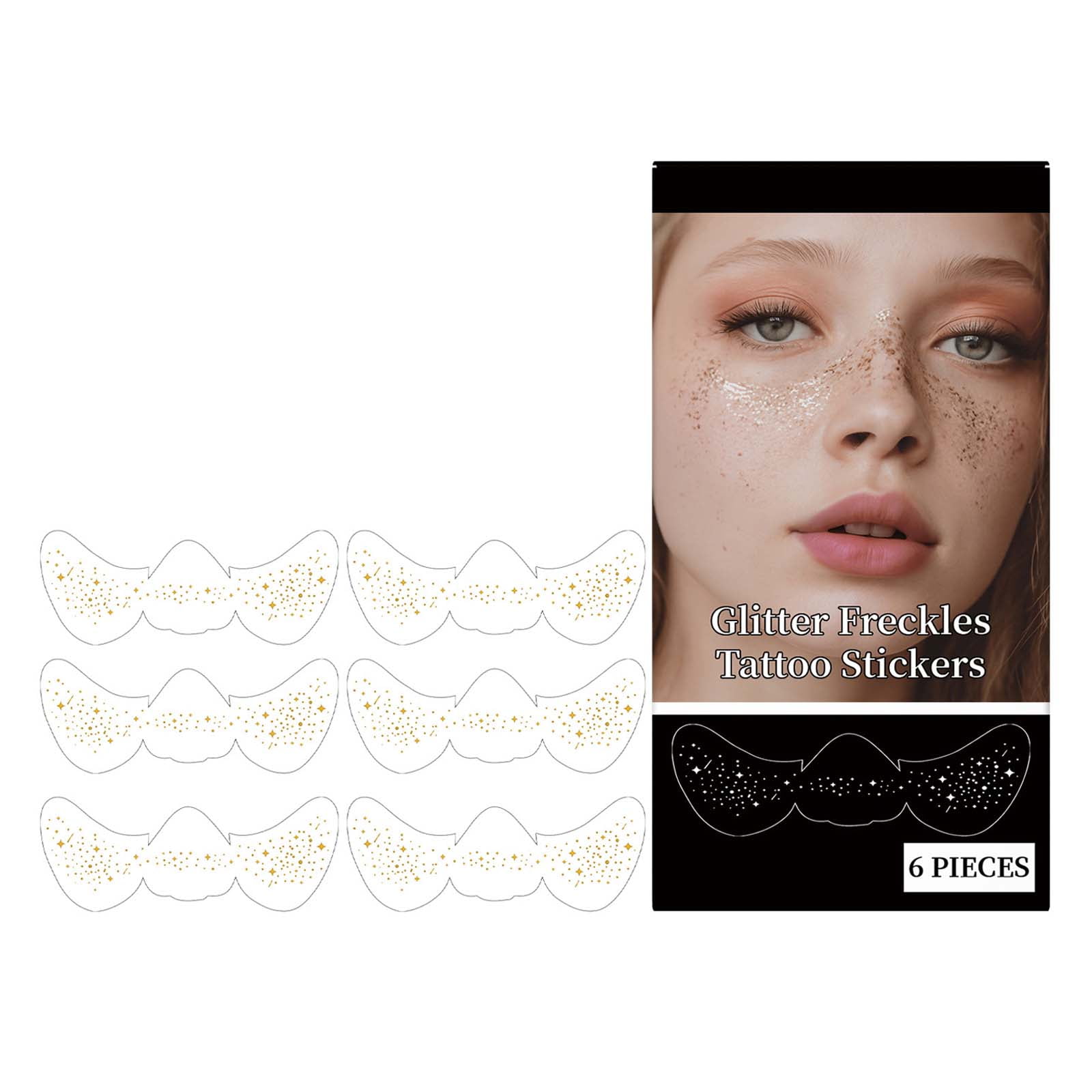 6 pcs Holographic Multichrome Glitter Freckles Face Tattoo - Waterproof ...