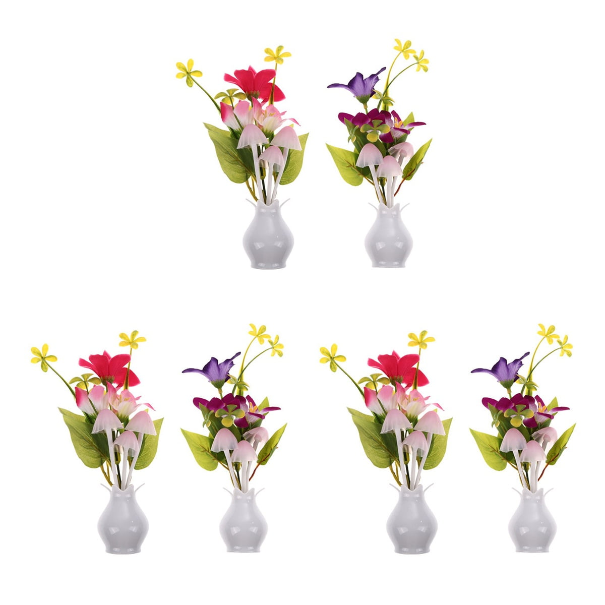 6 pcs Kids Night Light Color Changing Lily Flower Plug In LED Mushroom ...