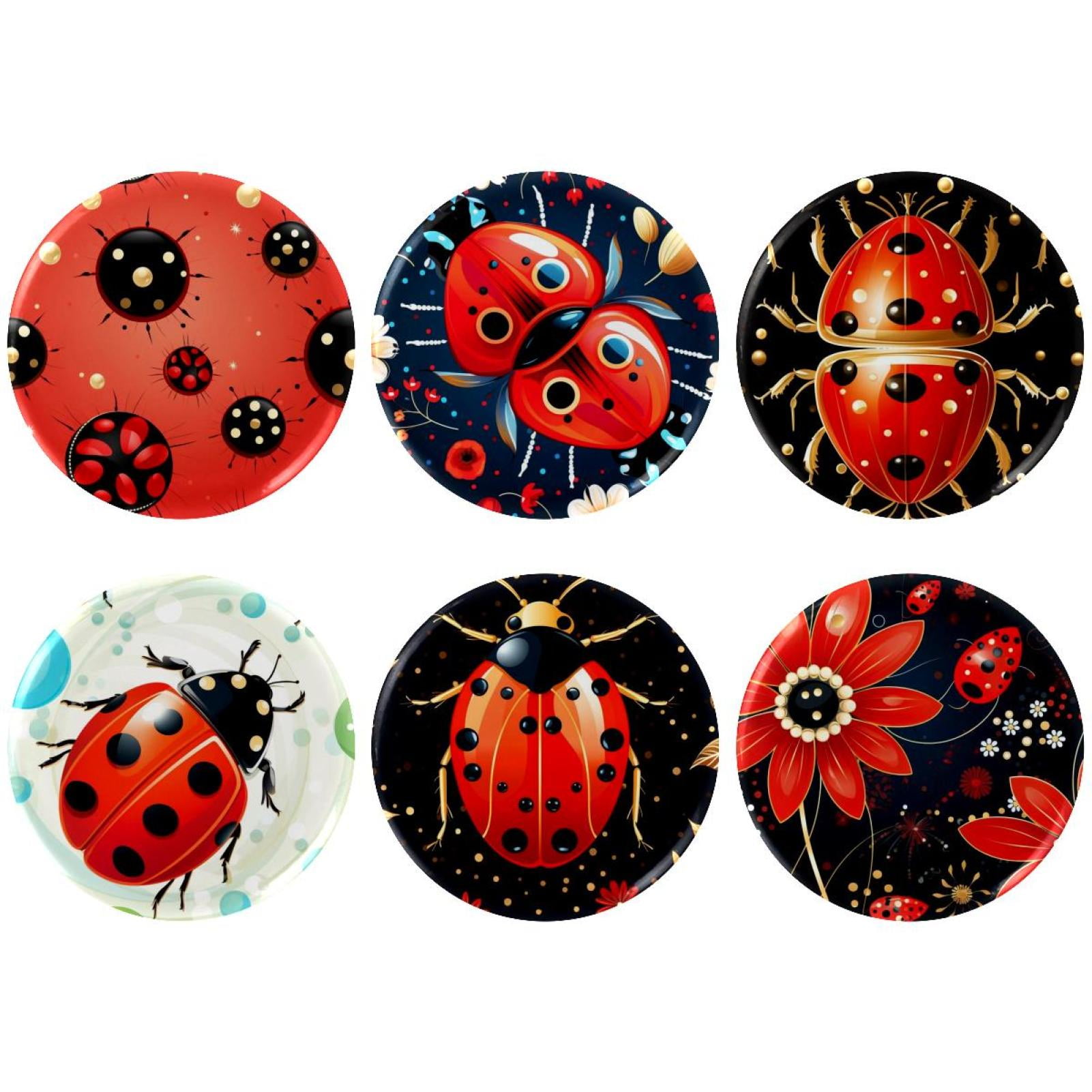 6 pcs Ladybird Pins Bulk Set, Lapel Badges, Button Pins Jewelry for ...