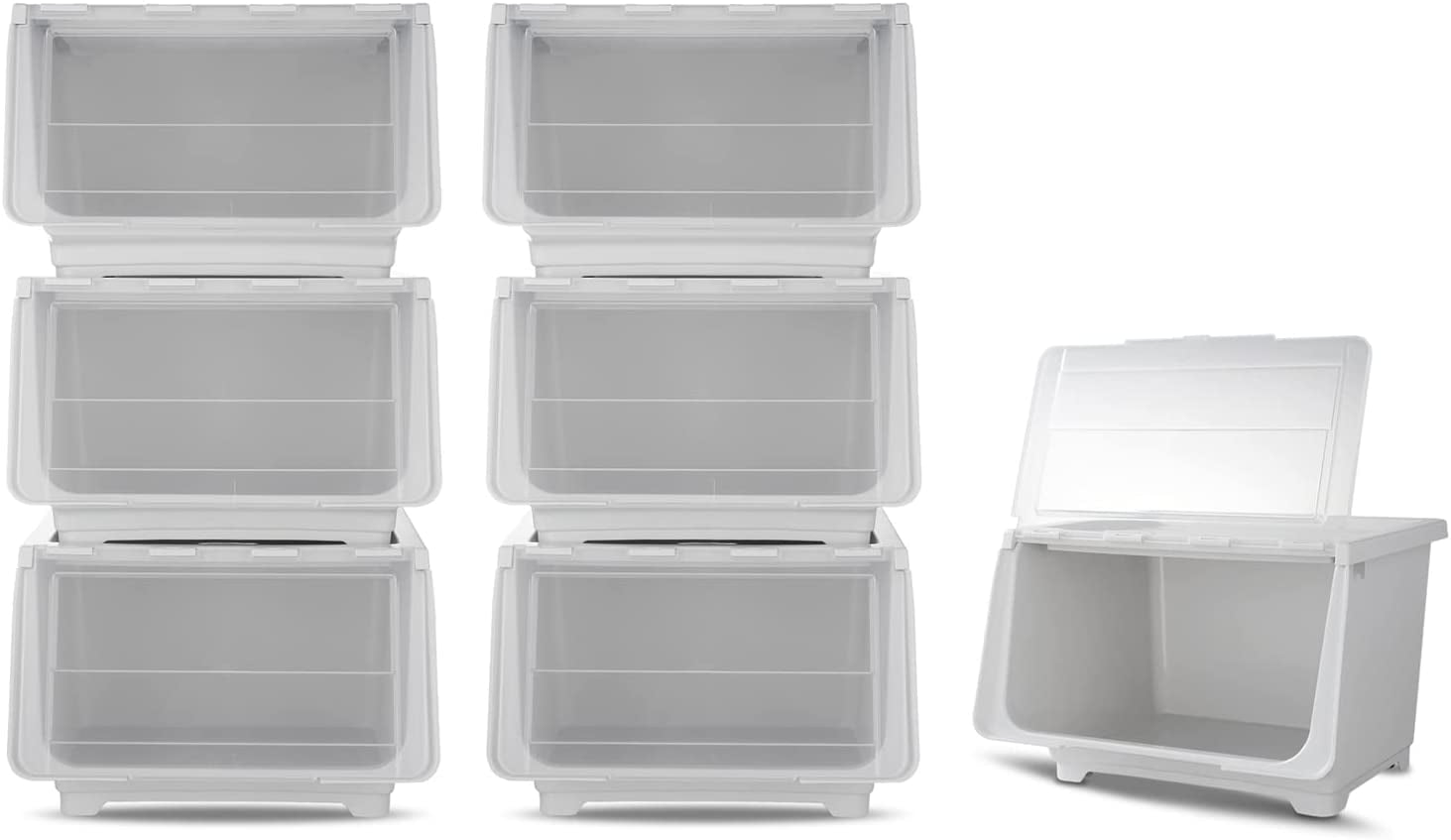 6 pcs Large stackable plastic storage bins with lids,Clear Storage Box ...