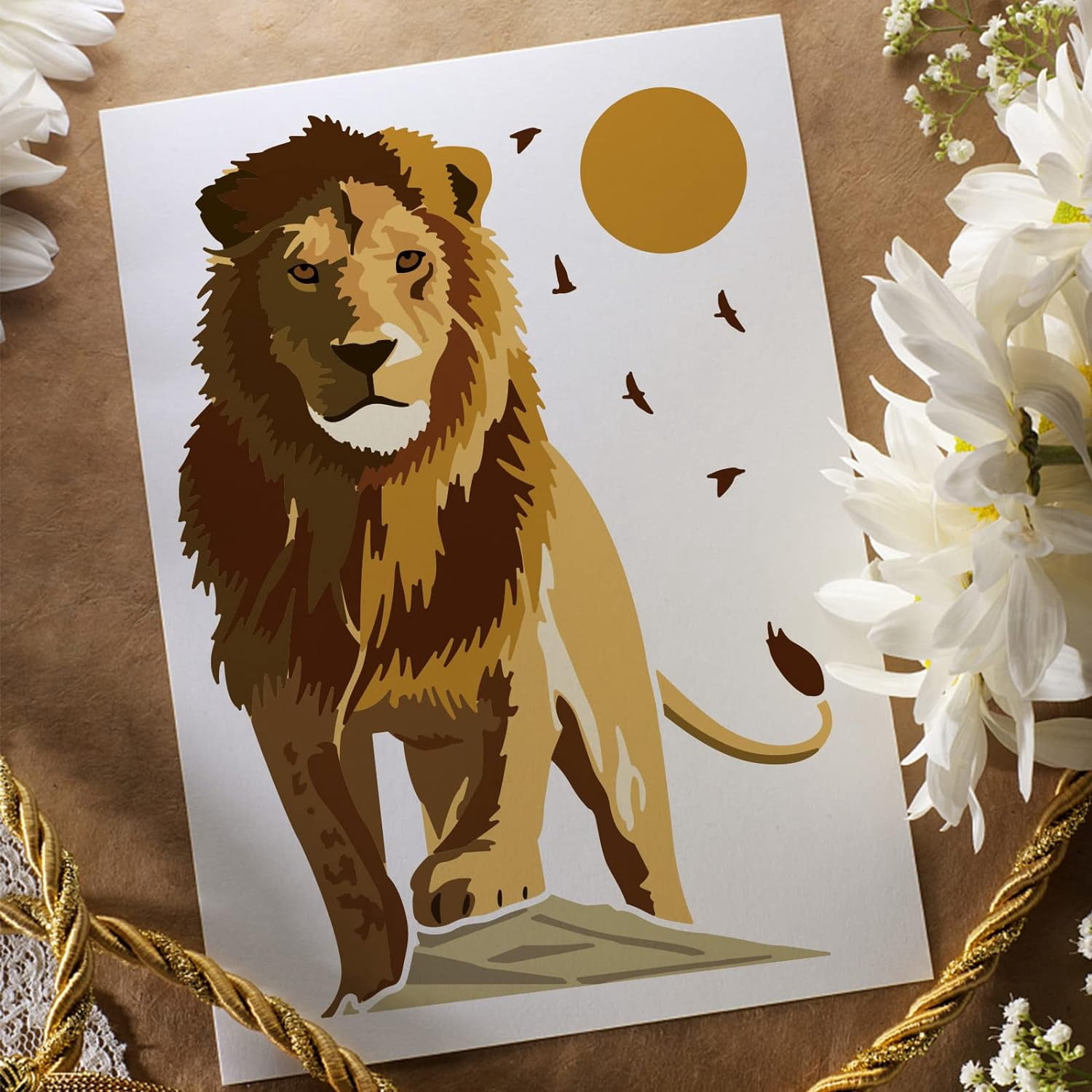 6 pcs Layered Lion Stencil 29.7x21cm Reusable Lion King Stencil DIY ...