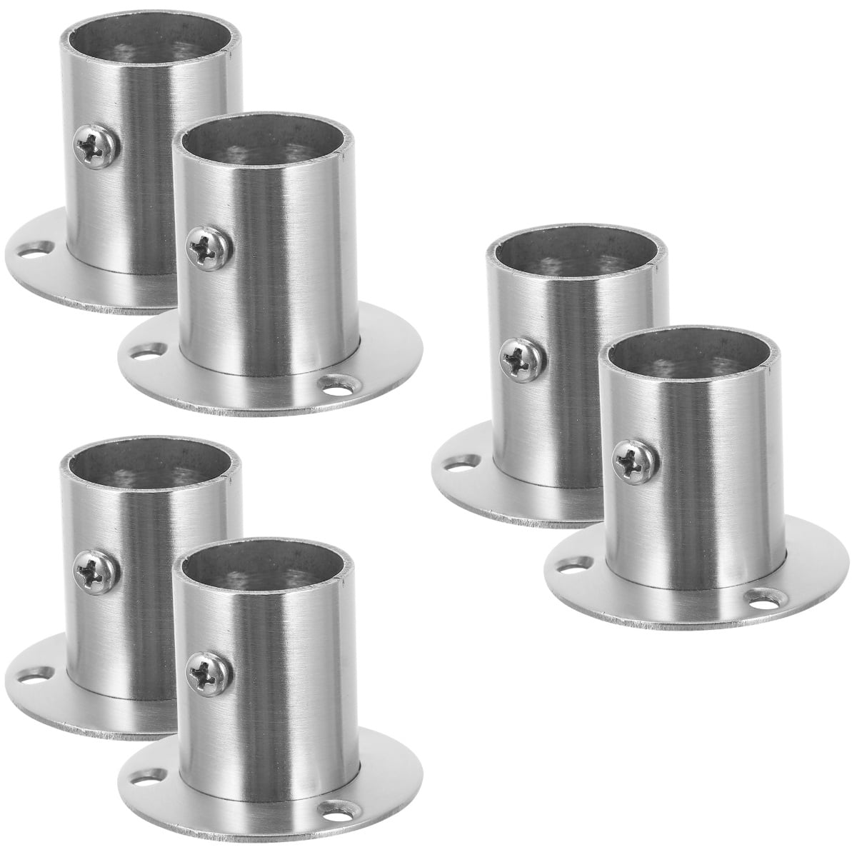 6 pcs Metal Closet Rod Flange Multi-use Holders Stainless Steel Closet ...