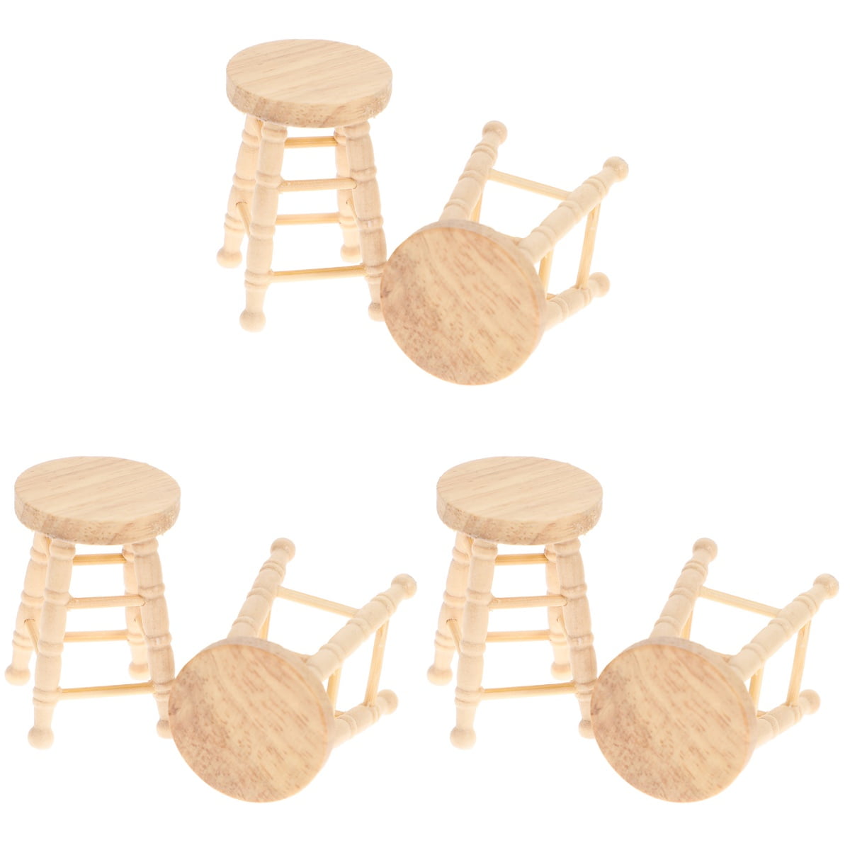 6 pcs Mini House Furniture Mini Round Stool Miniature Stool Miniature ...
