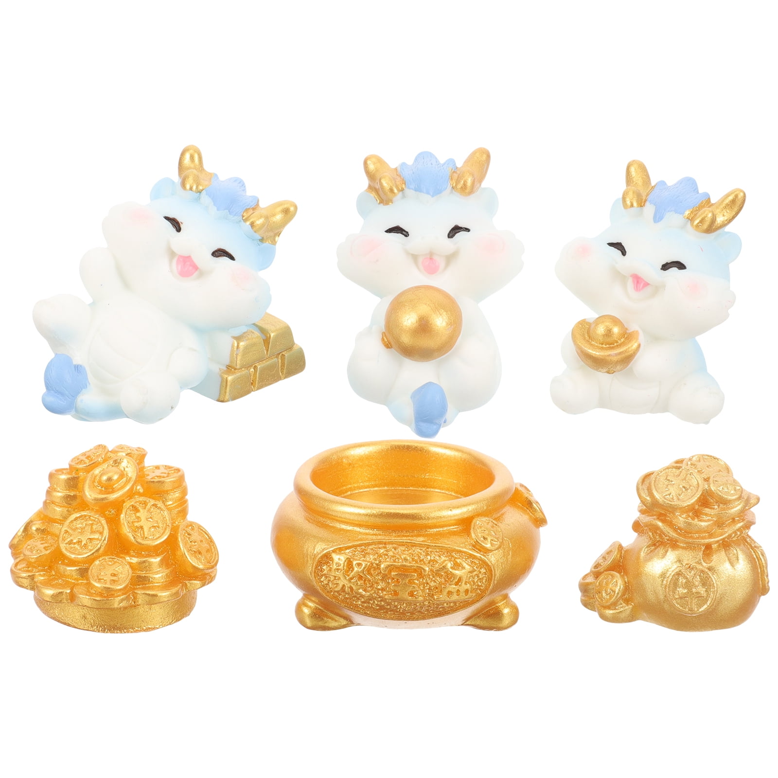 6 pcs Miniature Dragon Statue Mini Dragon Figurine Mini Desktop Decors ...