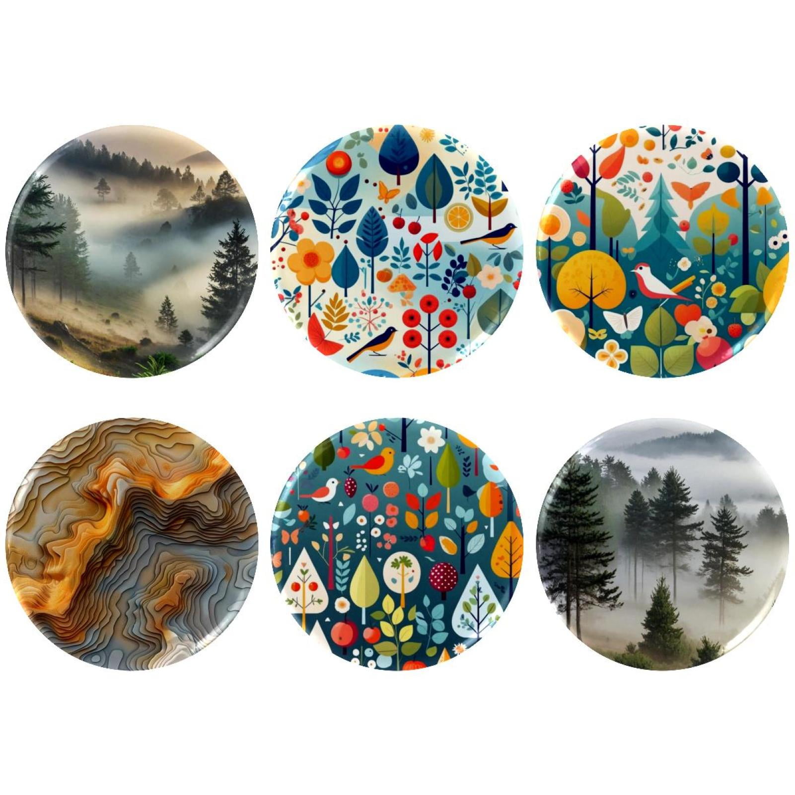 6 pcs Modern Geometric Background Buttons Pins Retro Punk Button Pin ...
