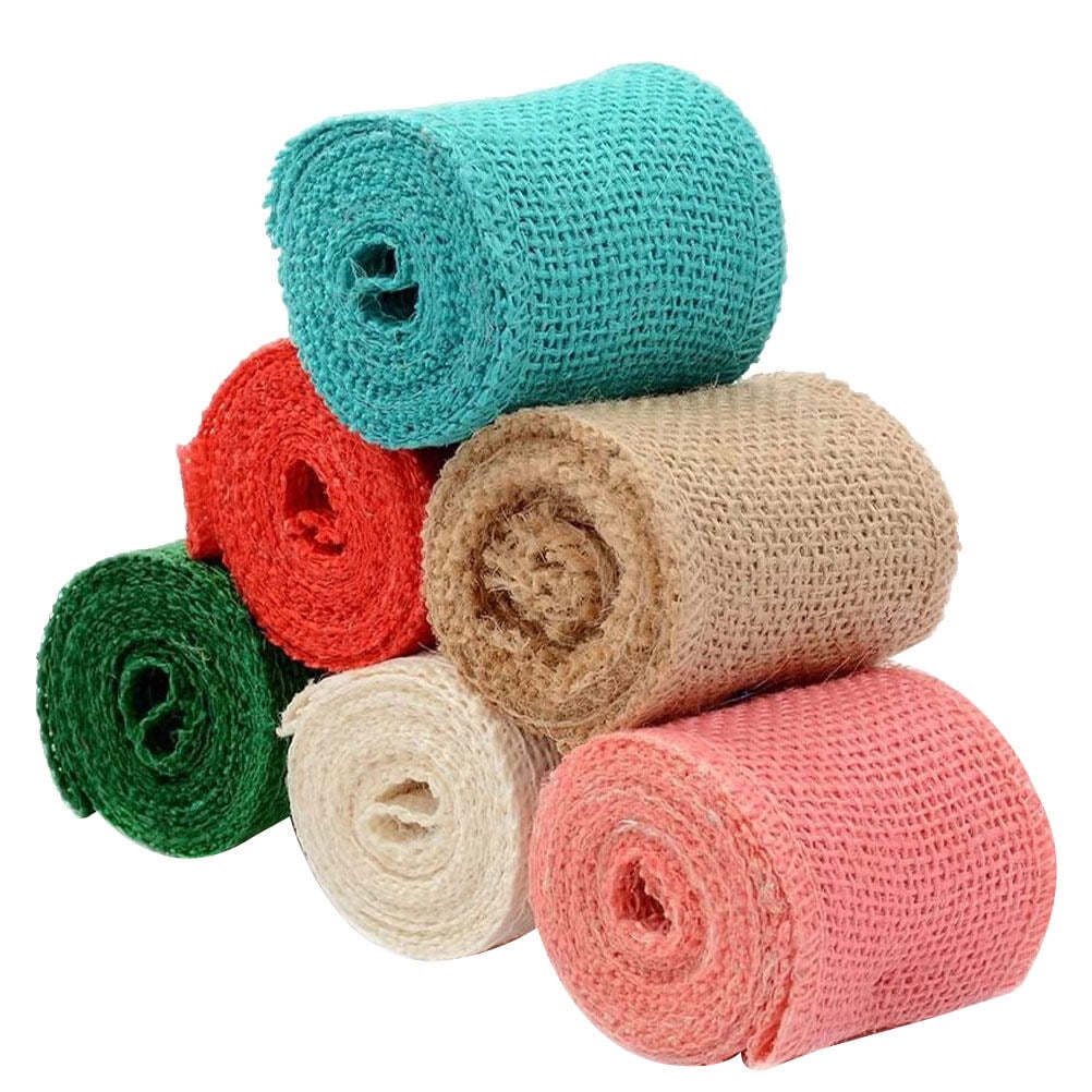 6 pcs Natural Jute Ribbon DIY Sewing Material Hemp Cloth Retro Gift ...