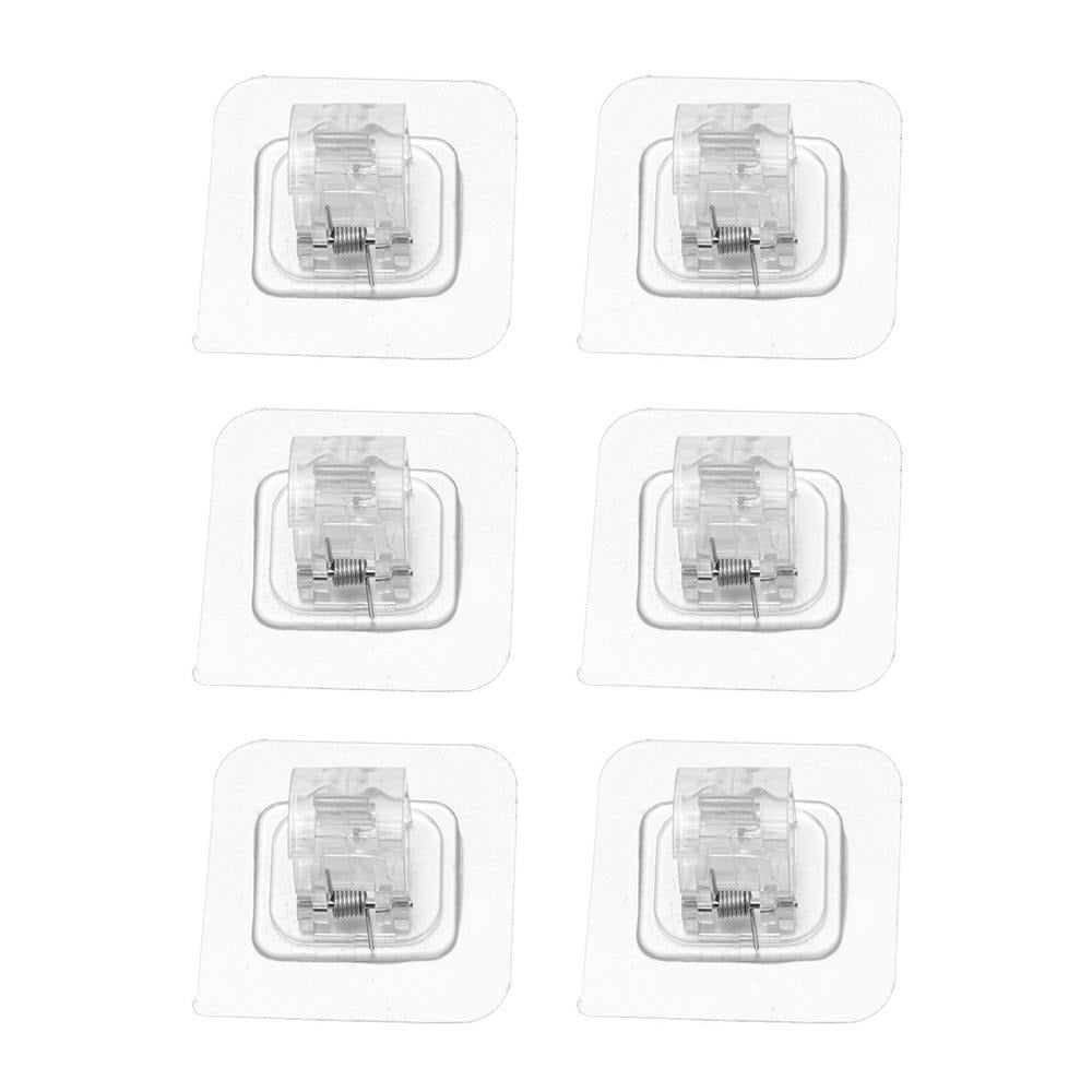 6 pcs New Curtain No Drilling Transparent Wall Mount Curtain Rod Holder ...