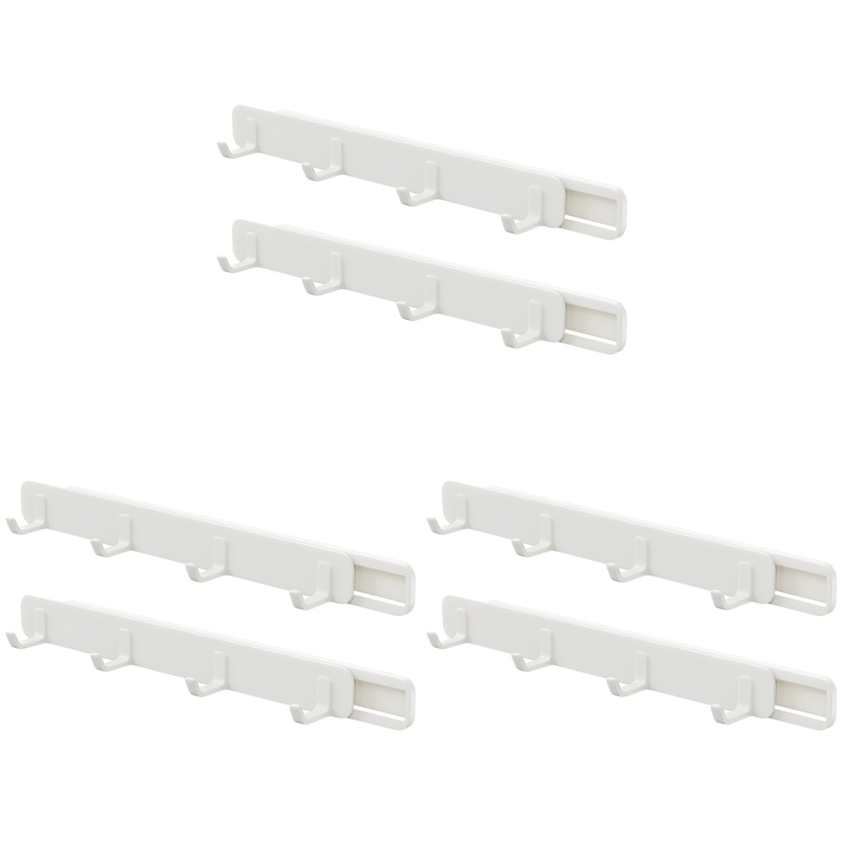 Retractable Wall Hook Set Sliding Rail Design Rustic 6PCS Space Saving ...