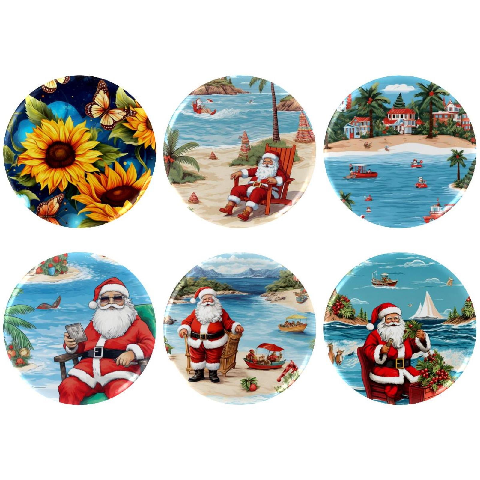 6 pcs Santa Beach Vacation Button Badge Pins Party Birthday Pins for ...