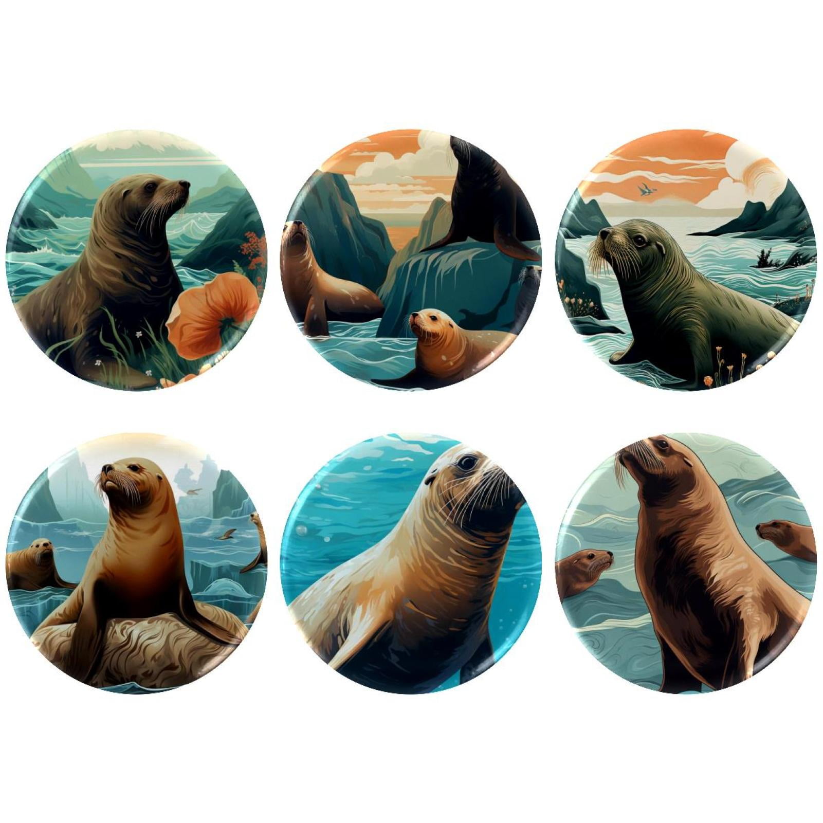 6 pcs Sea Lion Custom Pins, Custom Buttons, Design Your Own ...