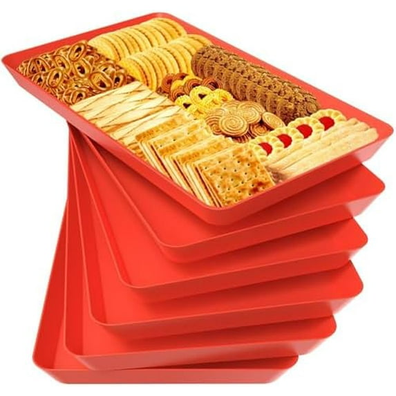 6 pcs Serving Tray for Entertaining, Serving Platters for Snacks, Fruit ...
