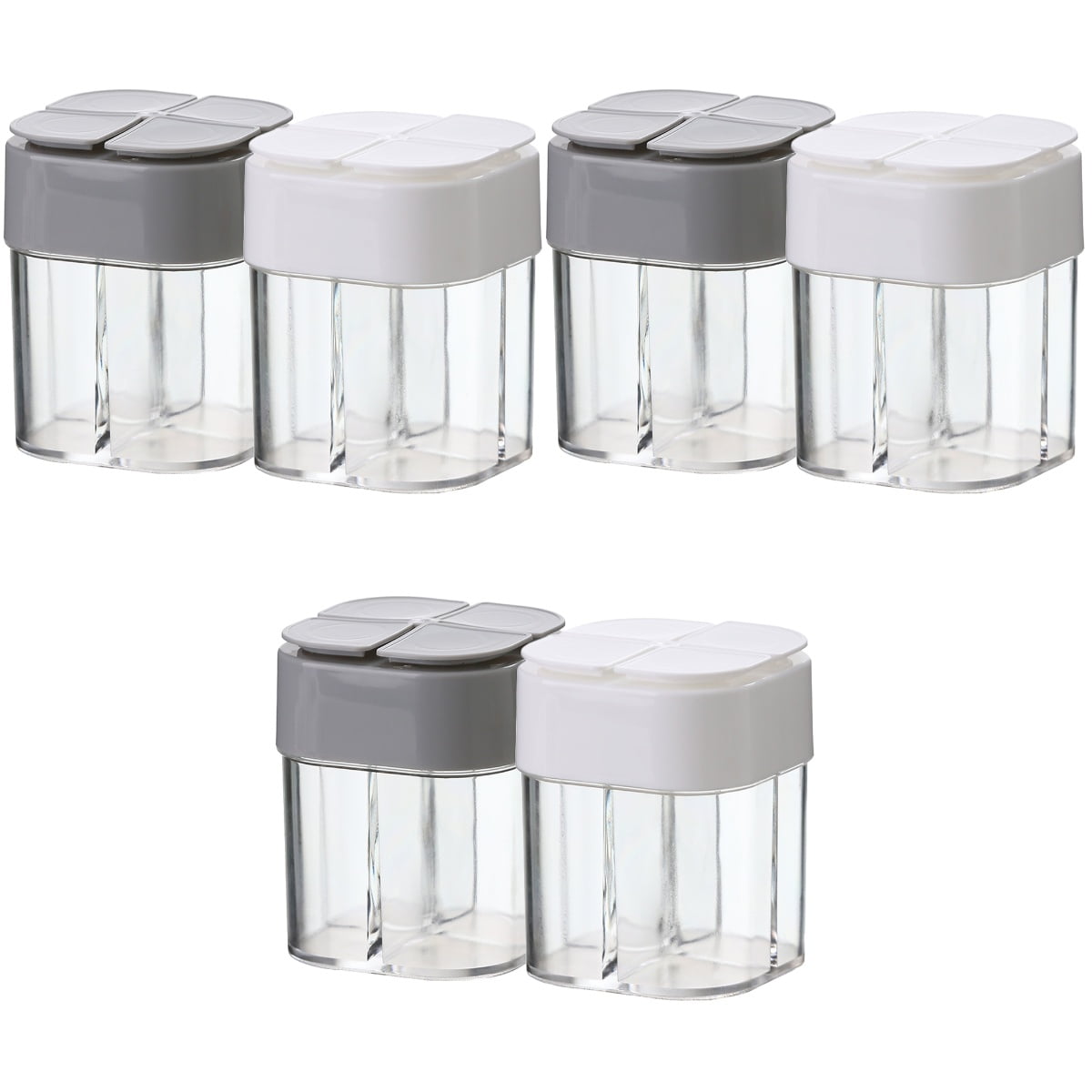 6 pcs Spice Containers Travel Seasoning Cans 4 Compartment Seasoning ...