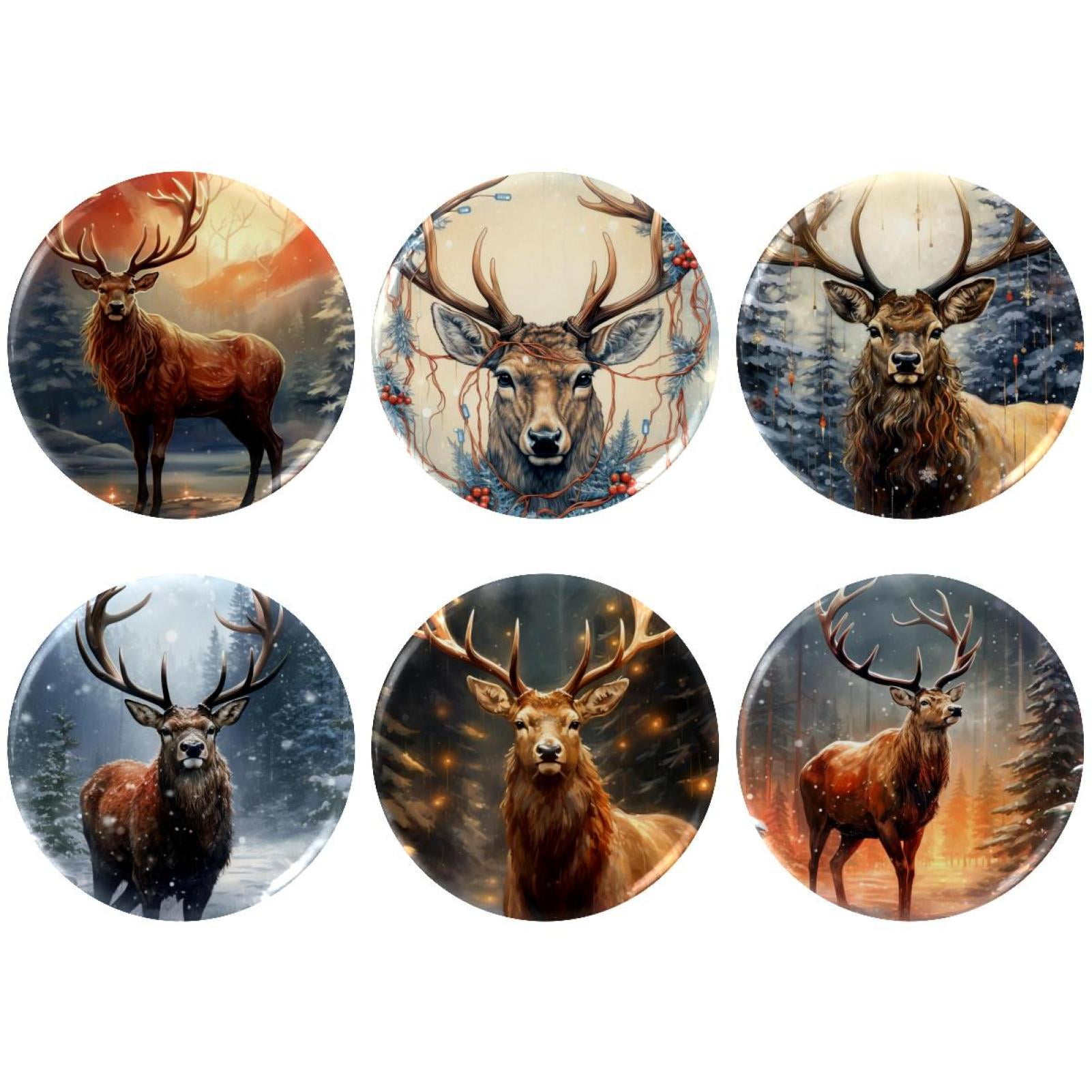 6 pcs Vintage Christmas Elk Custom Pins, Custom Buttons, Design Your ...