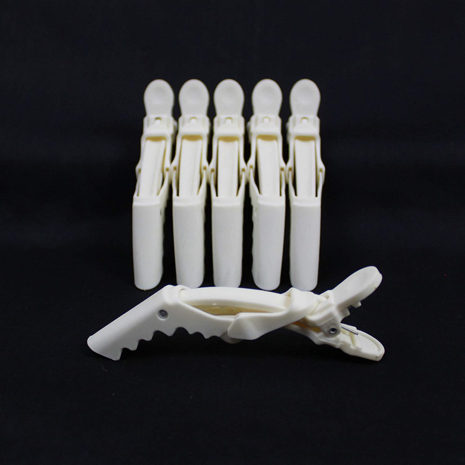 6 pcs White Alligator Hair Clips for Styling Sectioning, Non-slip Grip ...
