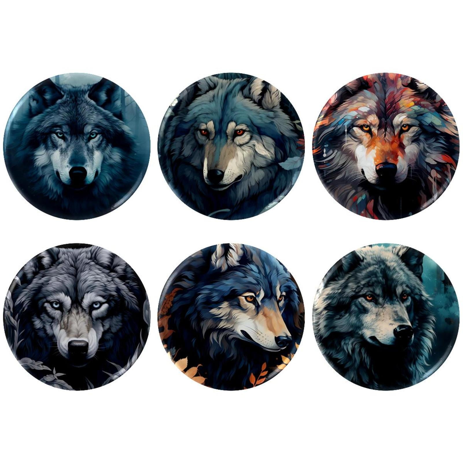6 pcs Wolf Pins Bulk Set, Lapel Badges, Button Pins Jewelry for ...