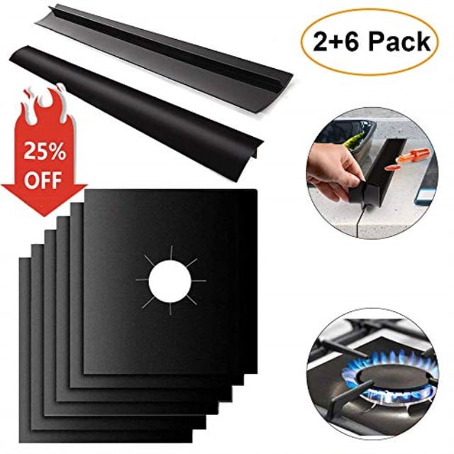 6 pcs gas stove burner covers + 2 pcs silicone kitchen stove counter ...